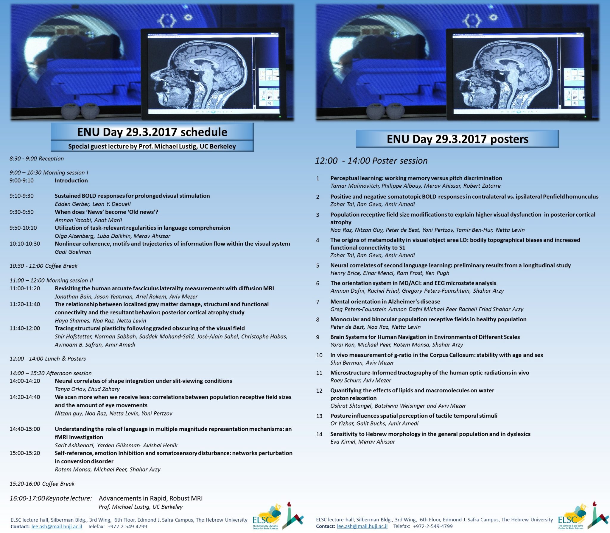 ENU Day 2017 - ELSC | Edmond & Lily Safra Center for Brain Sciences